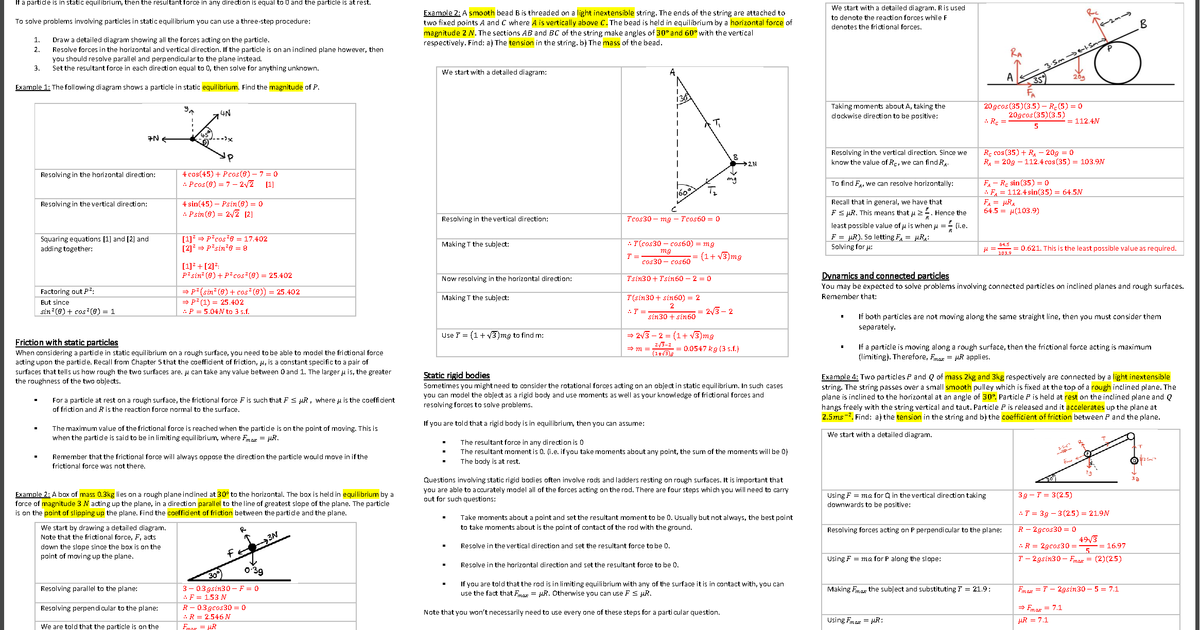 Cheat Sheets - Year 2 (Mechanics) - OCR (B) - MEI - PMT Education