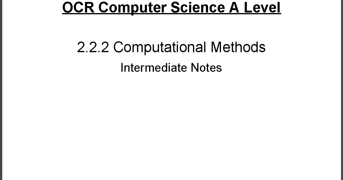 OCR A-Level Intermediate Notes - Algorithms - PMT Education