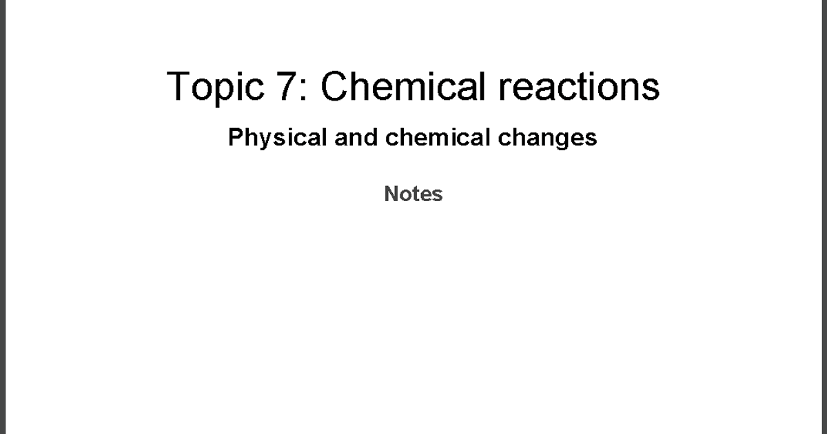 Detailed Notes - Chemical Reactions - CAIE - PMT Education
