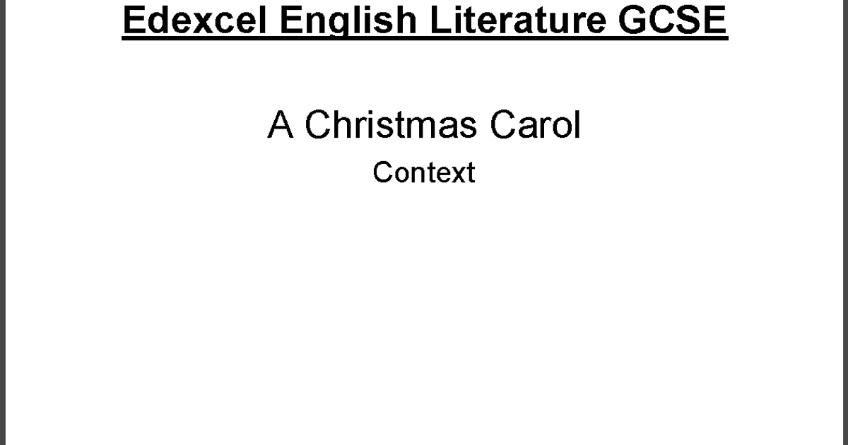 Overview - A Christmas Carol - Edexcel - PMT Education