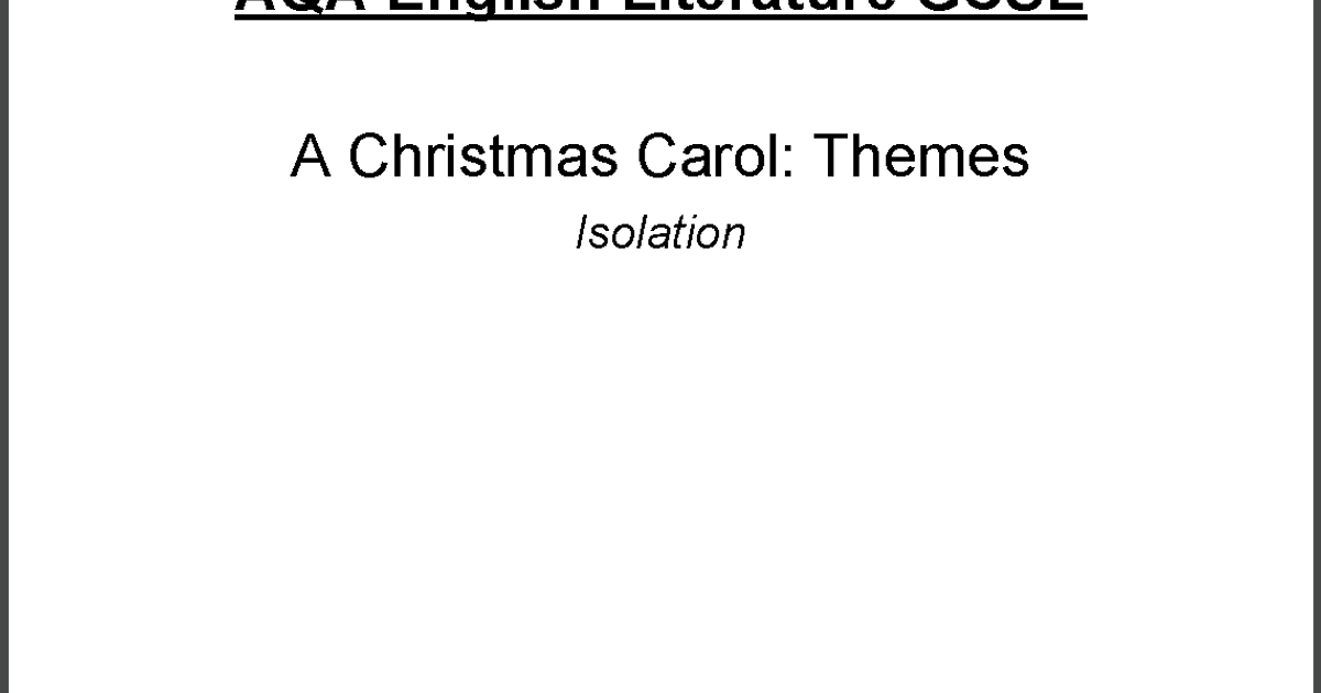 Themes - A Christmas Carol - AQA - PMT Education