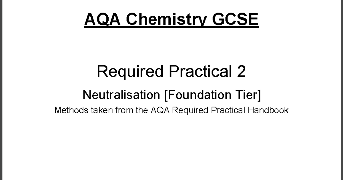 Notes - Practical Skills - AQA Chemistry GCSE - PMT Education