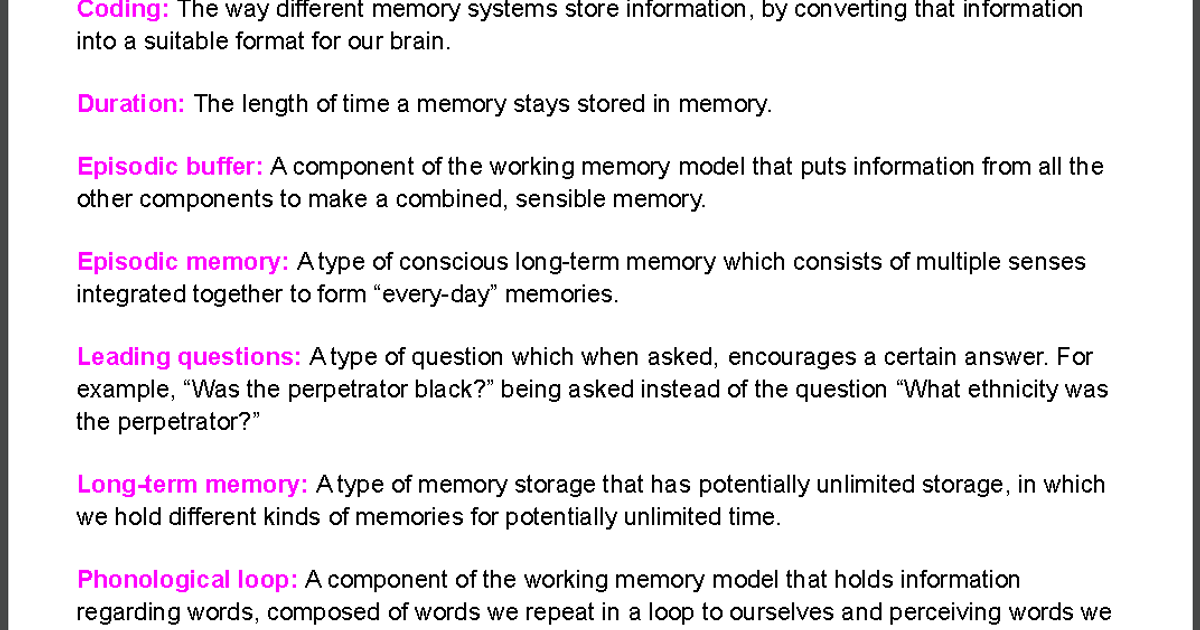 Definitions - Bundle - AQA Psychology A-Level - PMT Education