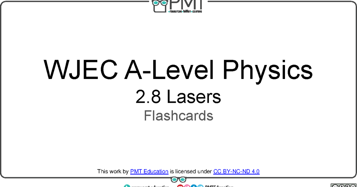 Flashcards - Electricity and Light - WJEC - PMT Education