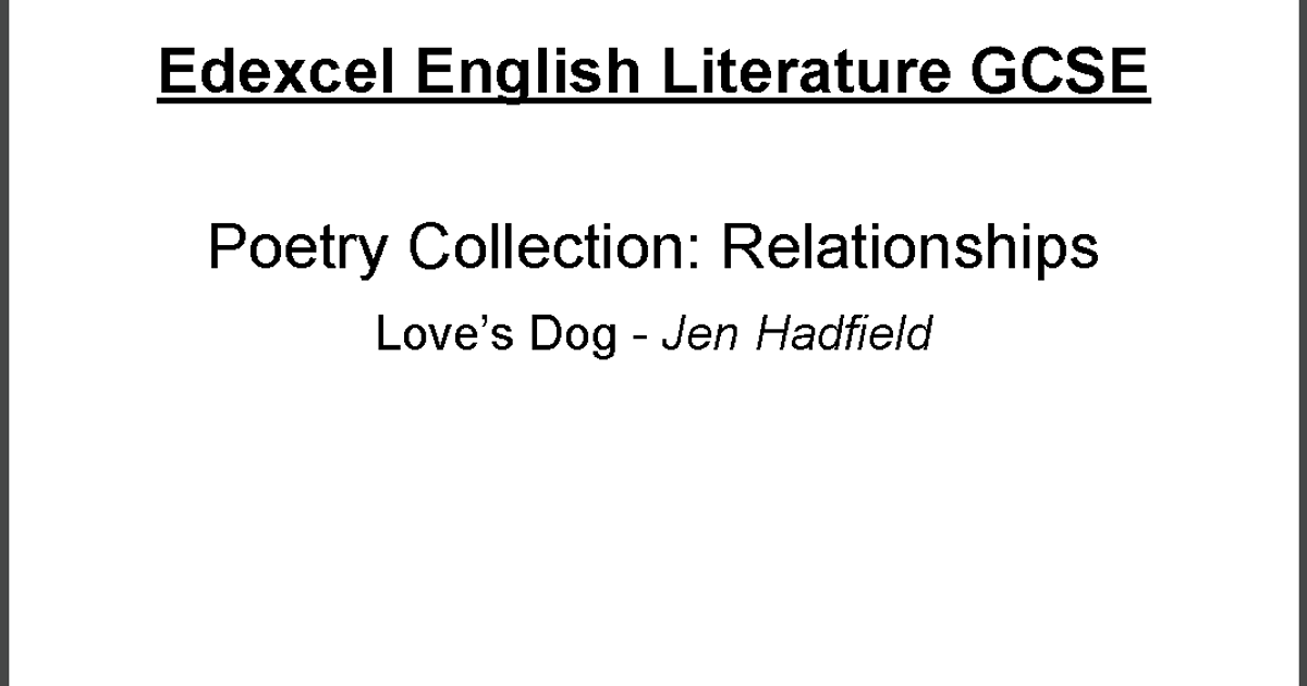 Notes - Relationships Anthology - Edexcel - PMT Education