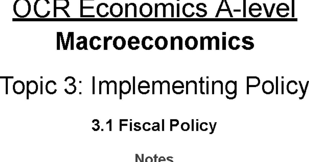 Bundle - AS Macroeconomics - OCR - PMT Education