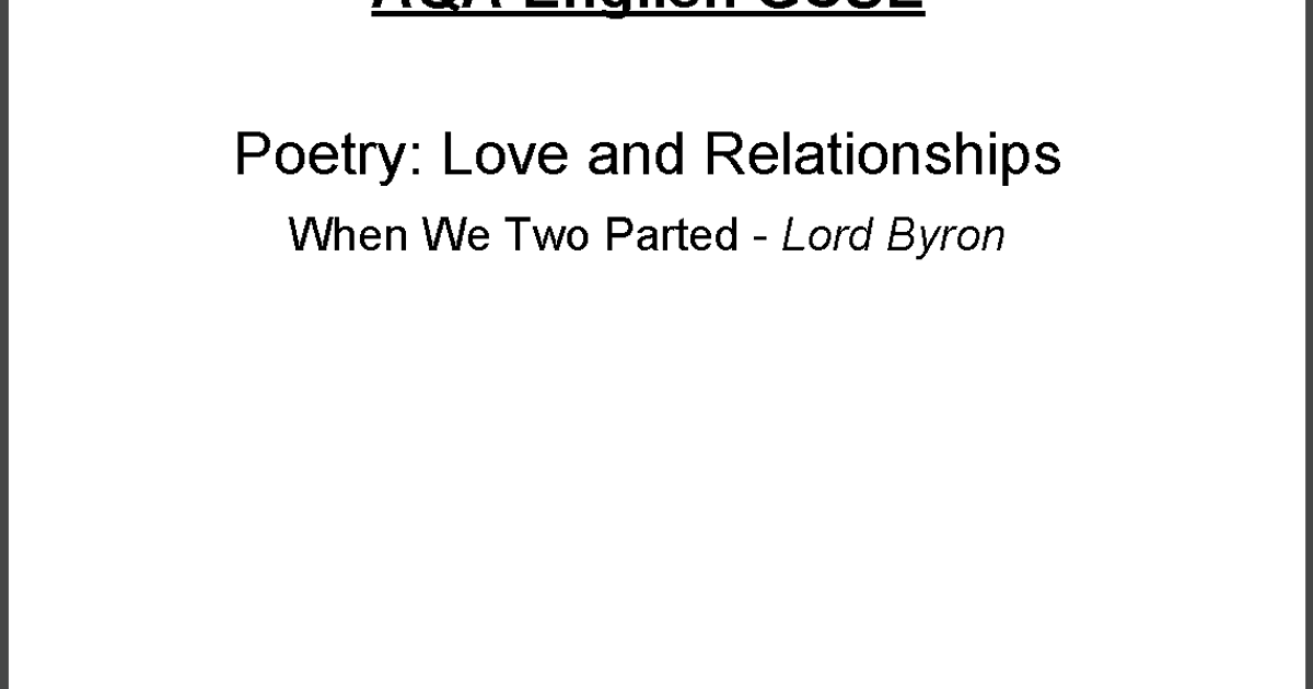 Notes - Relationships Anthology - AQA - PMT Education