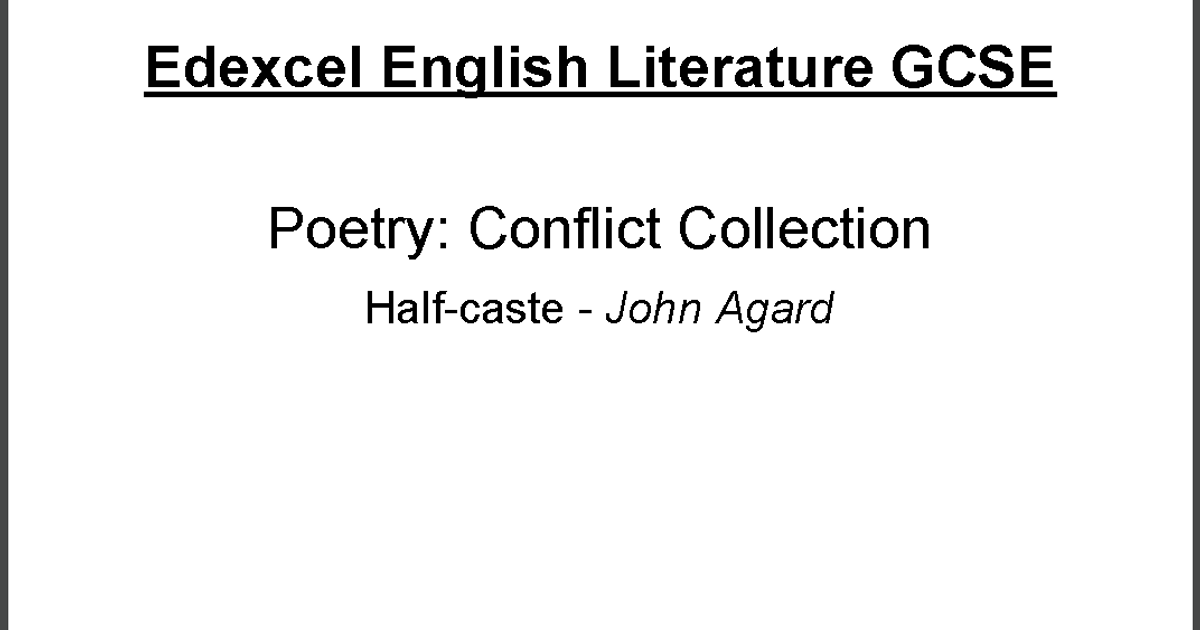 Notes - Conflict Anthology - Edexcel - PMT Education