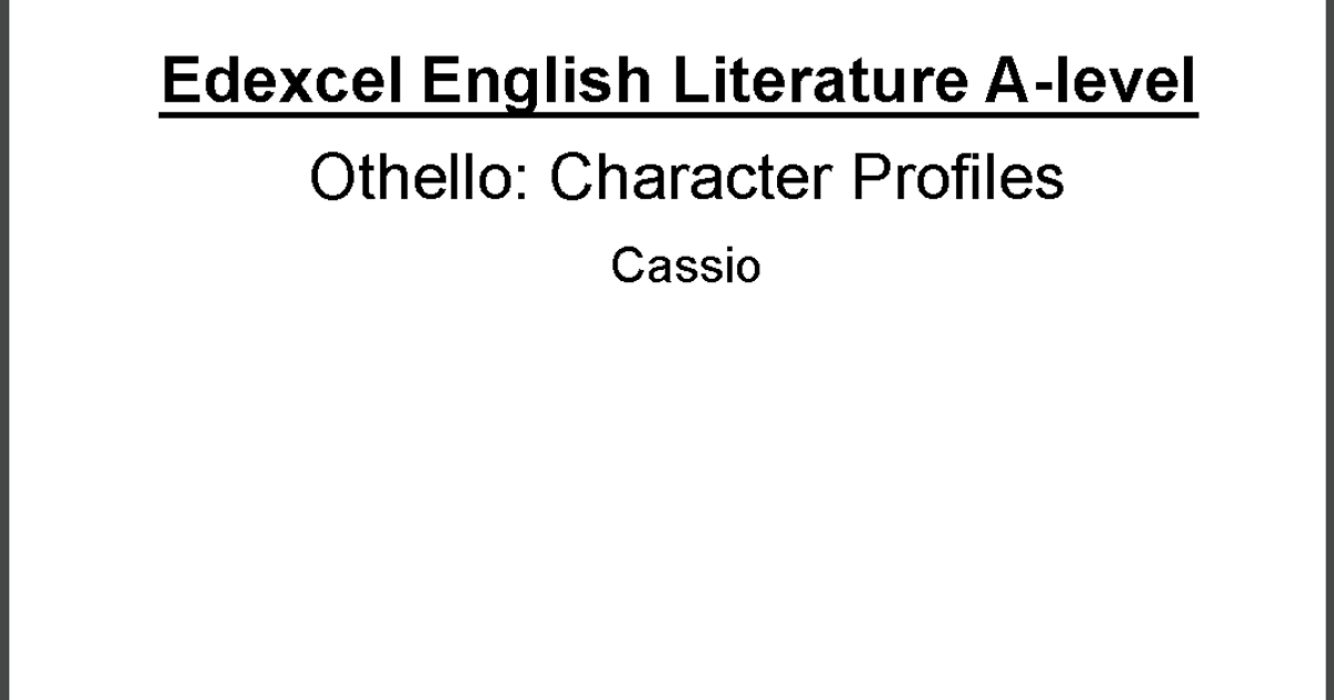 Detailed Notes - Othello - Edexcel - PMT Education