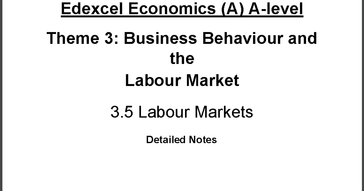 Bundle - Business Behaviour & the Labour Market - Edexcel(A) - PMT ...