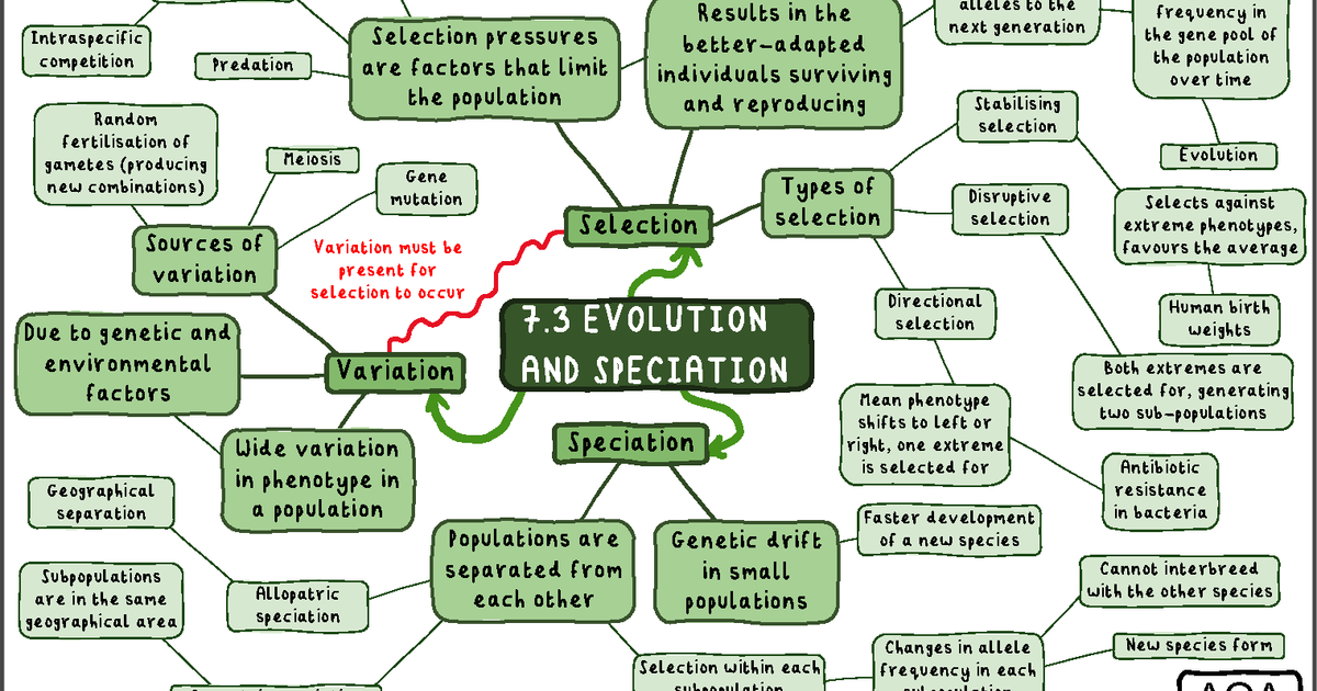 Mind Maps - Genetics, Populations, Evolution and Eco - AQA - PMT Education