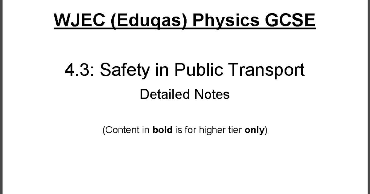 WJEC (Eduqas) GCSE Physics Notes Topics 1-5 - PMT Education