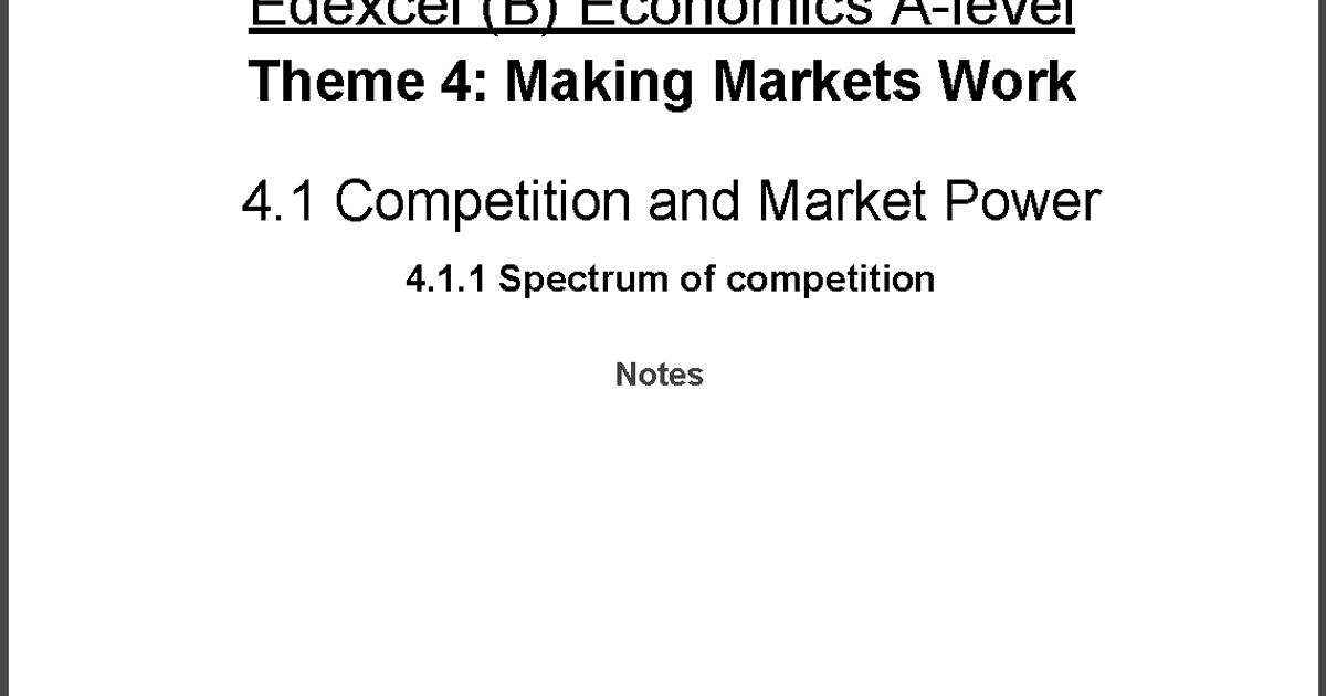 Bundle - Making Markets Work - Edexcel (B) - PMT Education