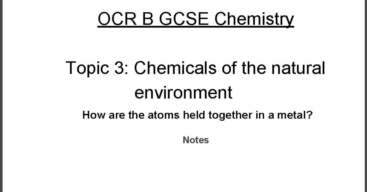 Summary Notes - Bundle - OCR (B) Chemistry GCSE - PMT Education