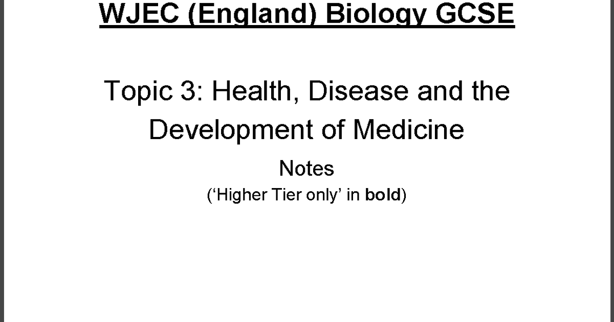 WJEC (England) GCSE Biology Topic 3 Bundle - PMT Education