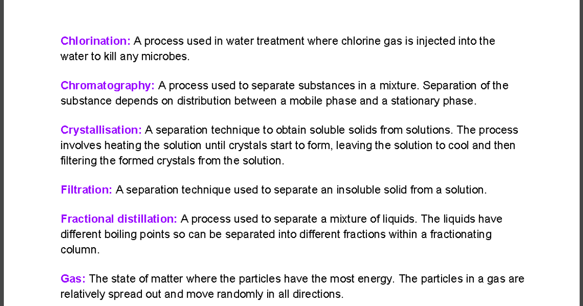 Definitions - Bundle - Edexcel Chemistry GCSE - PMT Education