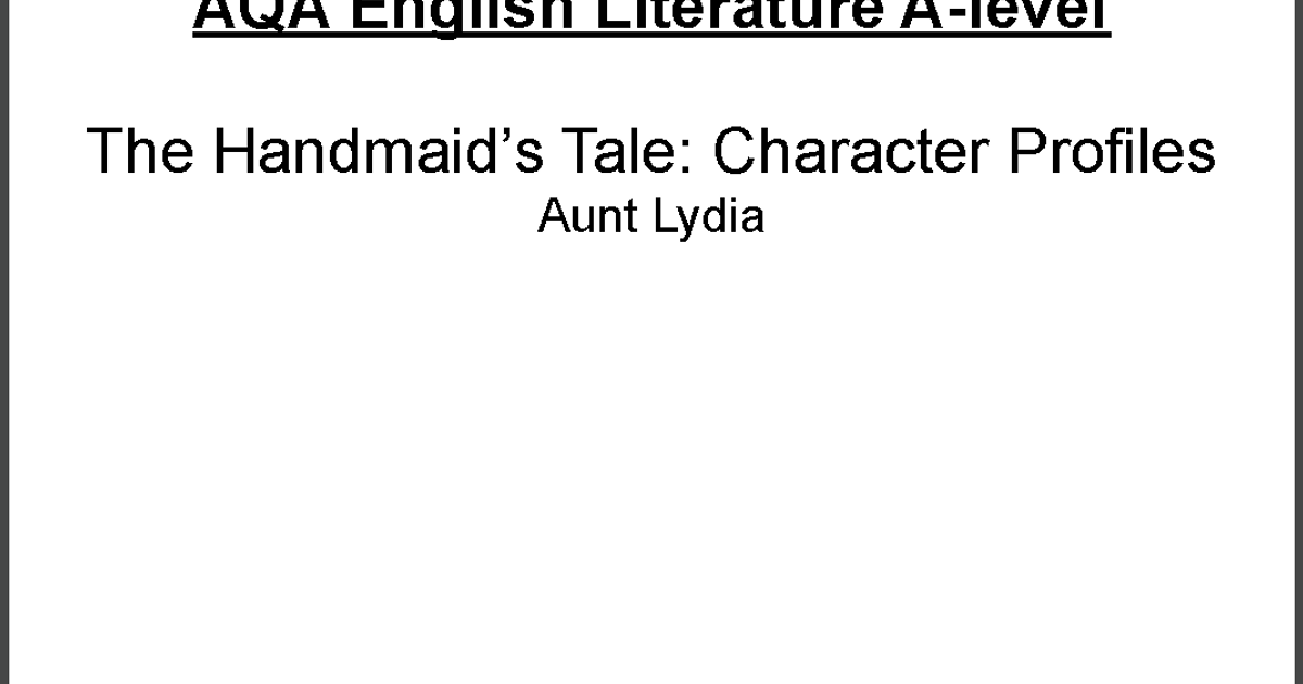 Character Profiles - The Handmaid's Tale - AQA (A) - PMT Education