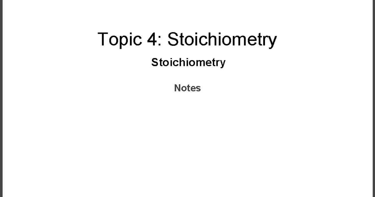 Detailed Notes - Stoichiometry - CAIE - PMT Education