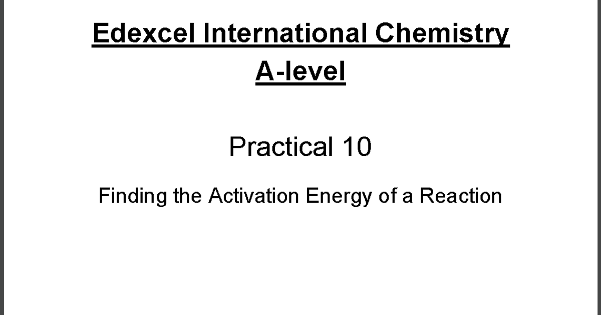 Notes - Practical Skill - Edexcel Chemistry IAL - PMT Education