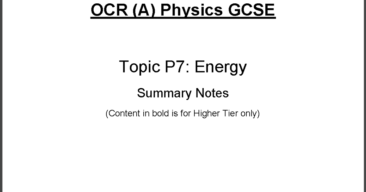 Summary Notes - Bundle - OCR (A) - PMT Education