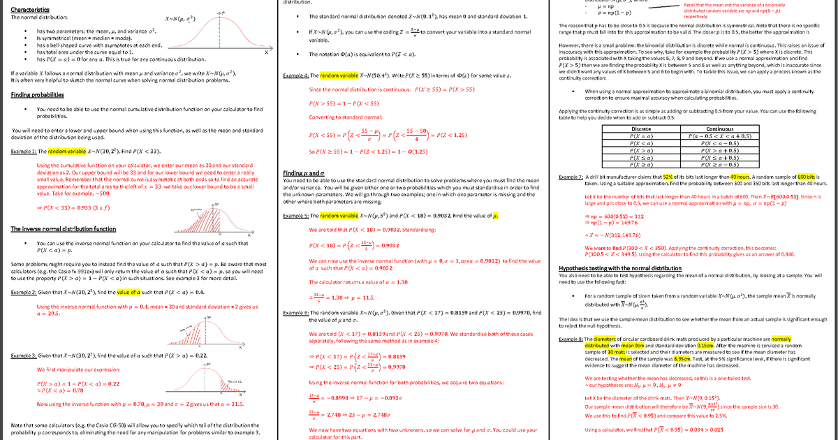 Cheat Sheets - Year 2 (Statistics) - AQA - PMT Education