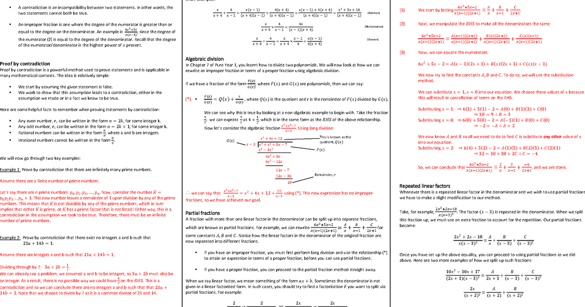 Cheat Sheets - Year 2 (Pure) - AQA - PMT Education