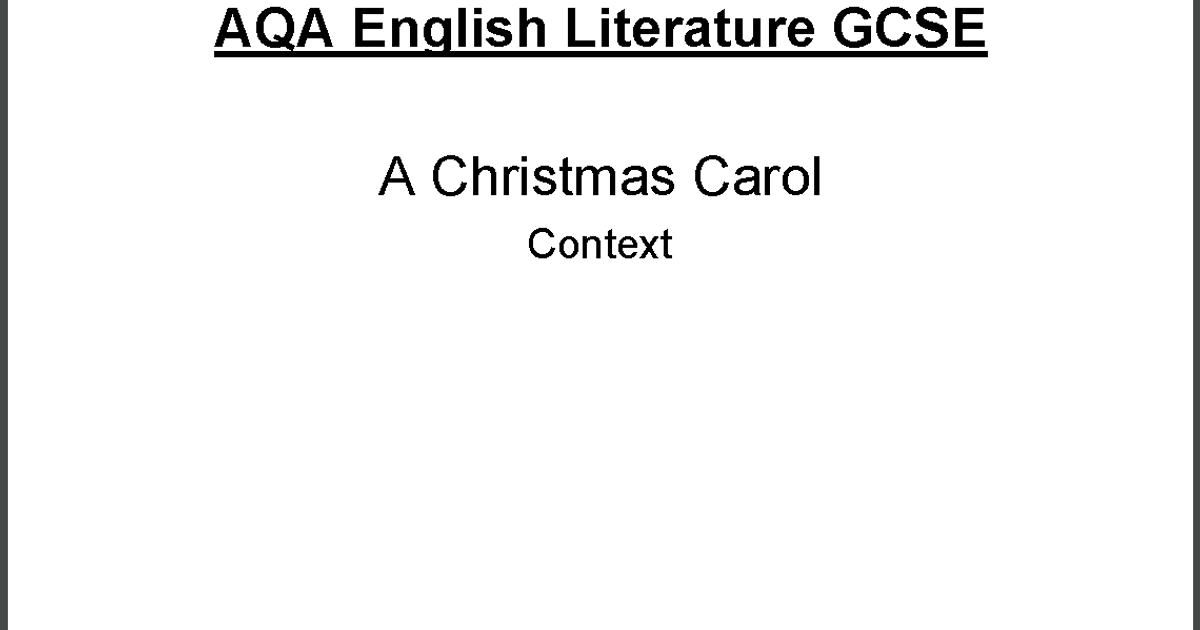 Overview - A Christmas Carol - AQA - PMT Education