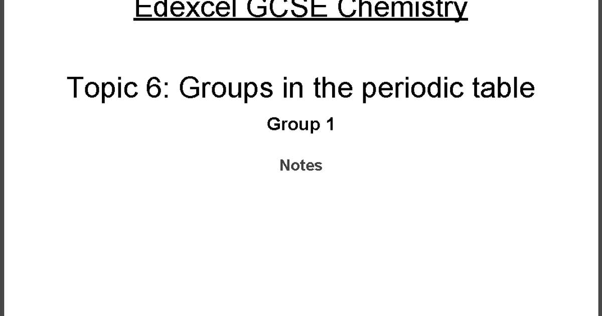 Detailed Notes - Groups in the Periodic Table - Edexcel - PMT Education